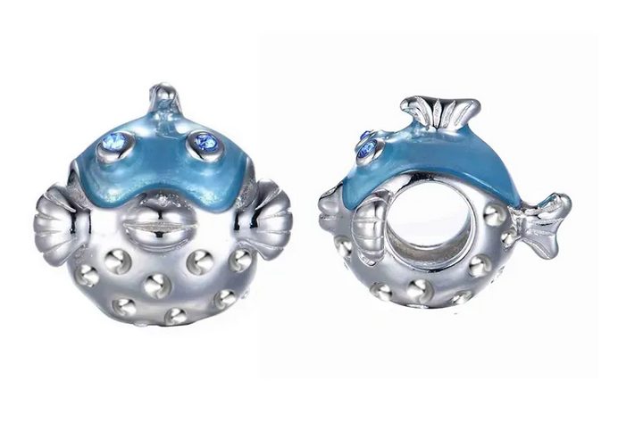Blue Enamel Puffer Fish Charm – Charm-ing Jewellery